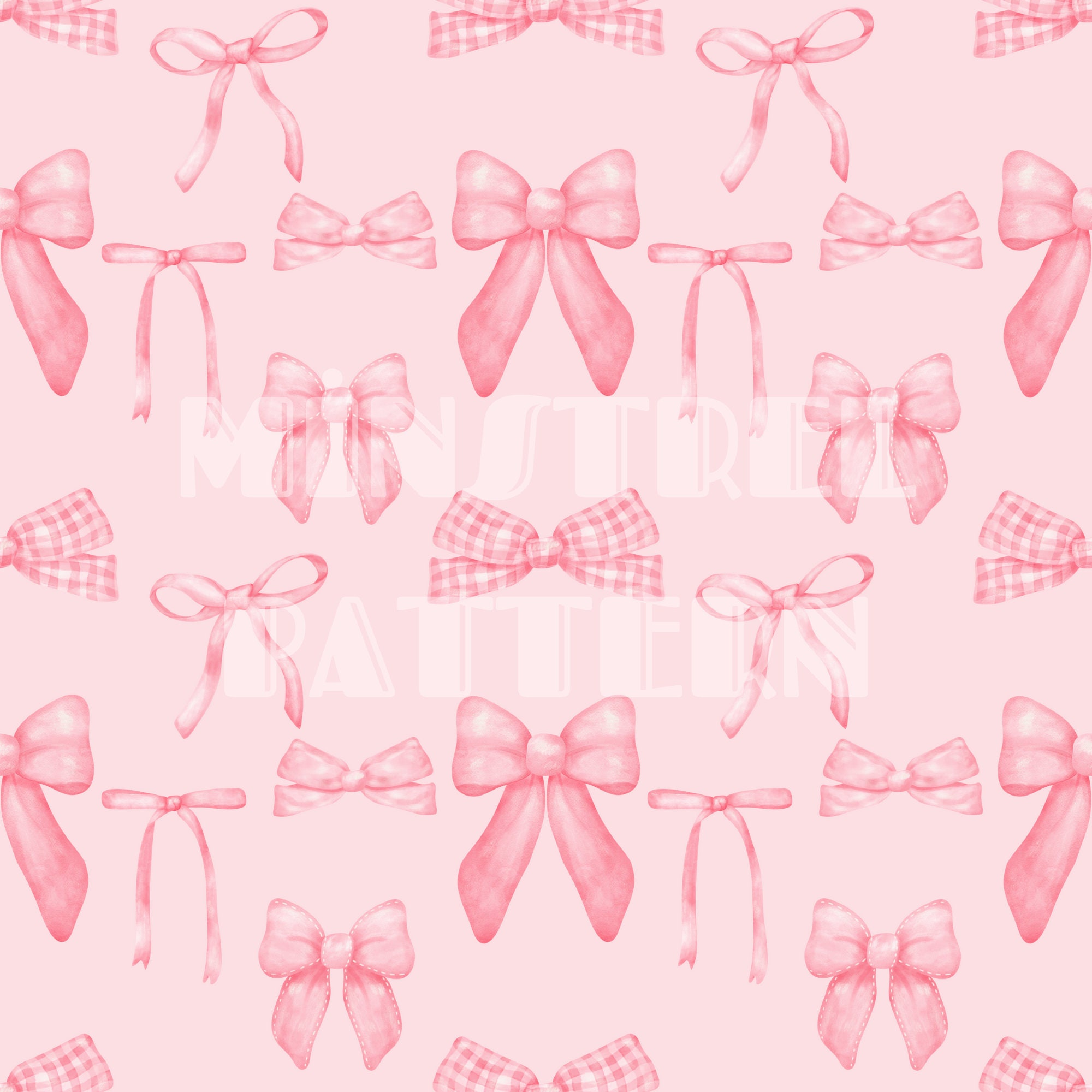 Girl Watercolor Coquette Bows Seamless Pattern Files for Girly Fabric ...