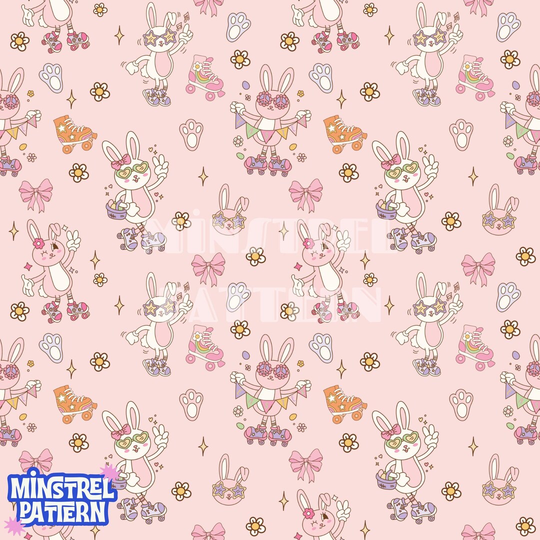 Easter Bunny Spring Seamless Pattern File : Digital Download (RGB Color ...