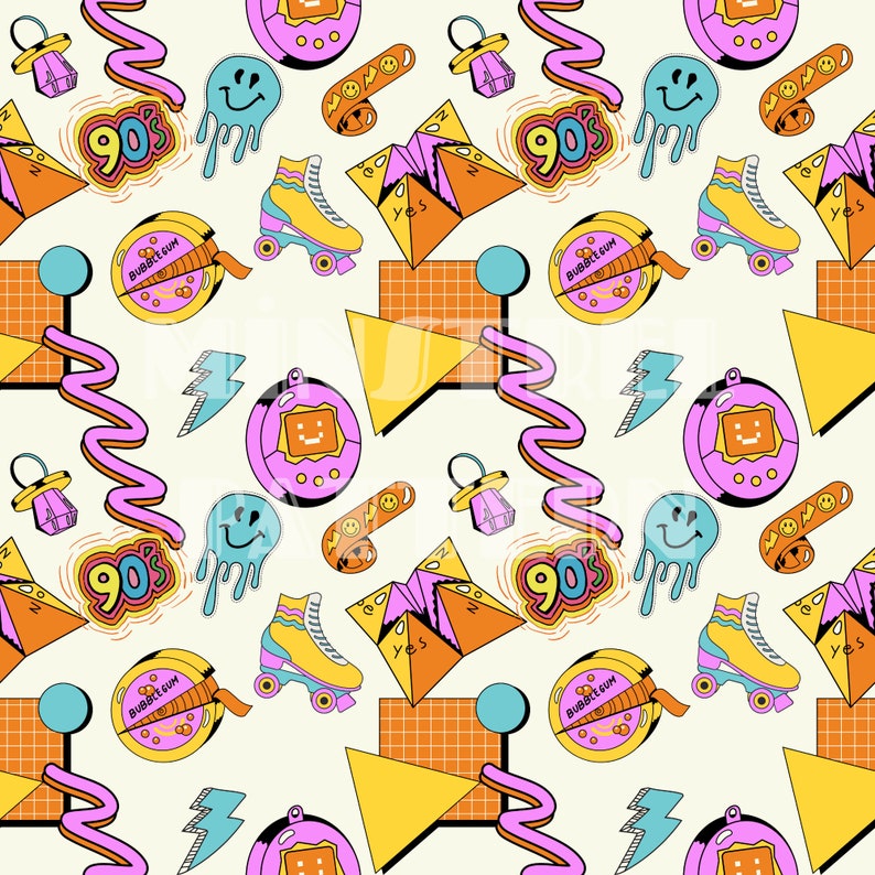 90s Happy Face Seamless Pattern Files for Fabric Printing Sublimation ...