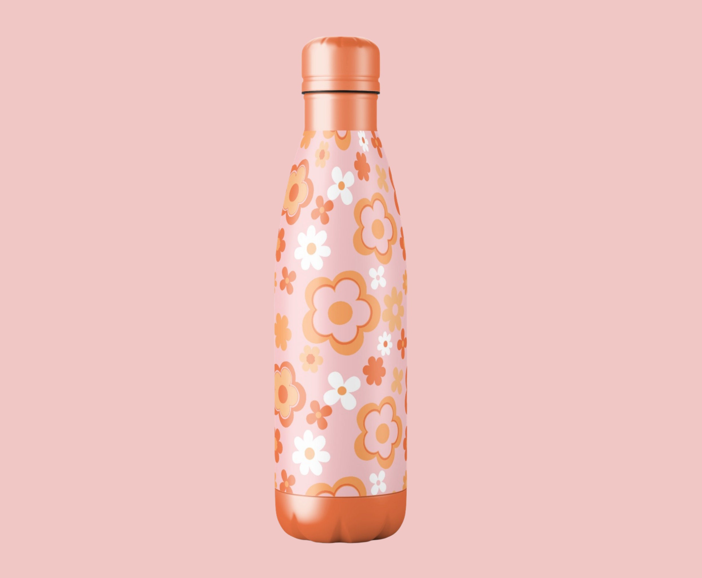 Bright Peach Color Retro Flower Seamless Pattern Floral Files for ...