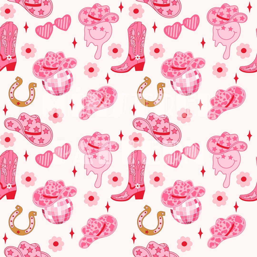 Pink Howdy Happy Face Seamless Pattern Files for Girls Fabric Printing ...