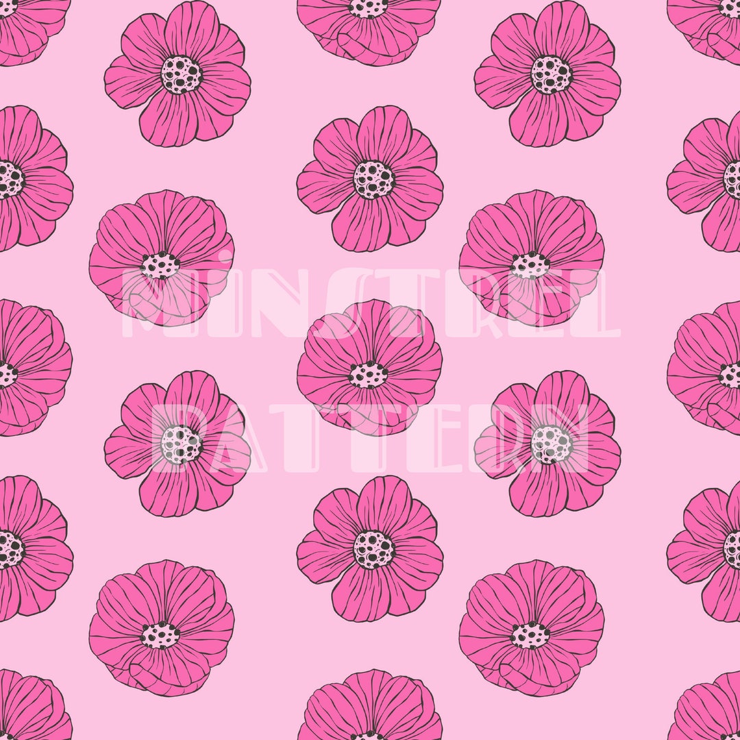 Pink Retro Peony Flower Seamless Pattern Files for Spring Fabric ...
