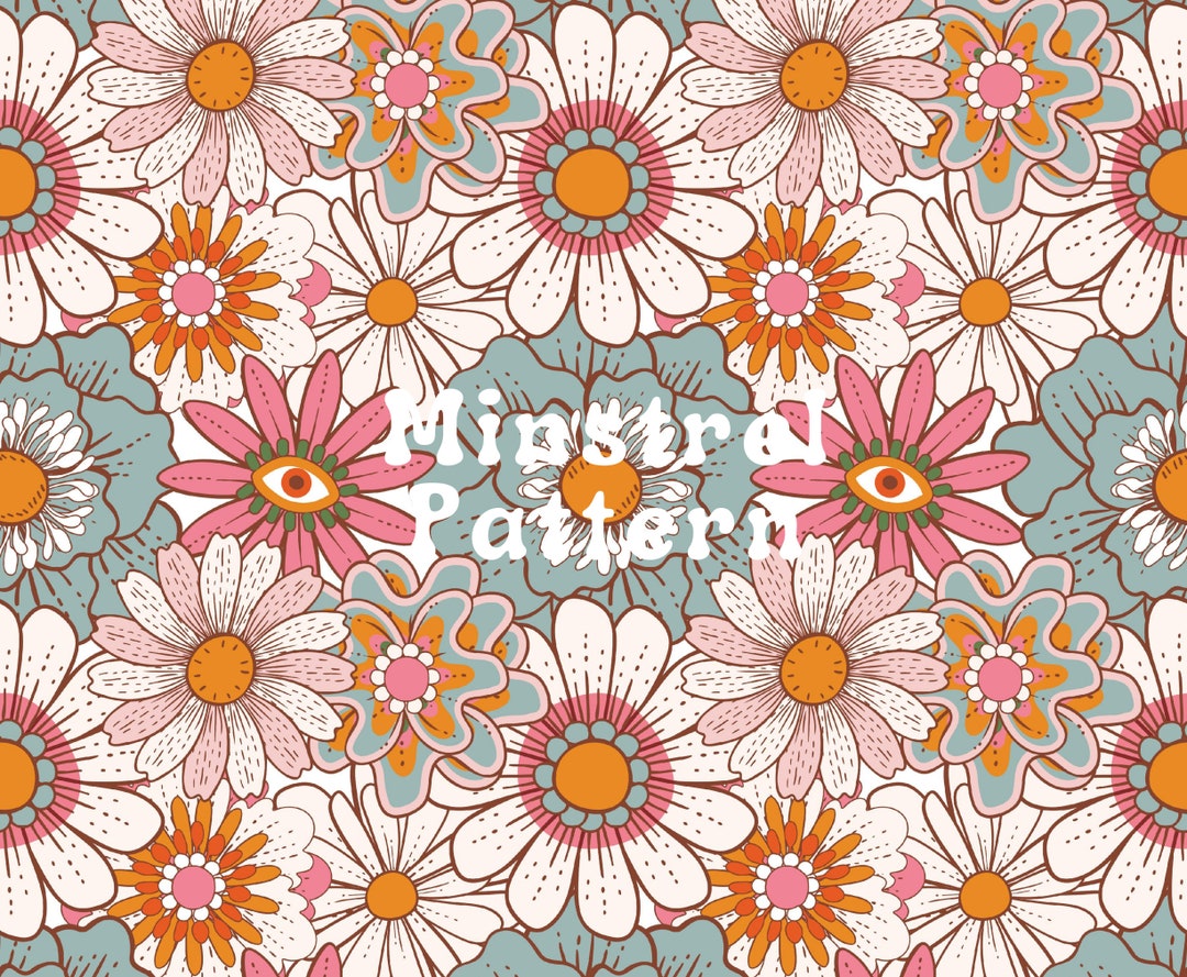 Bohemian Flower Devil Eye Seamless Pattern Files for Custom Fabric ...