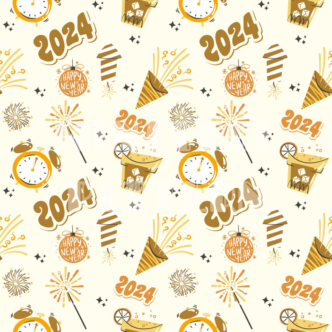 Happy New Year With Firework Seamless Pattern Files for Fabric Printing ...