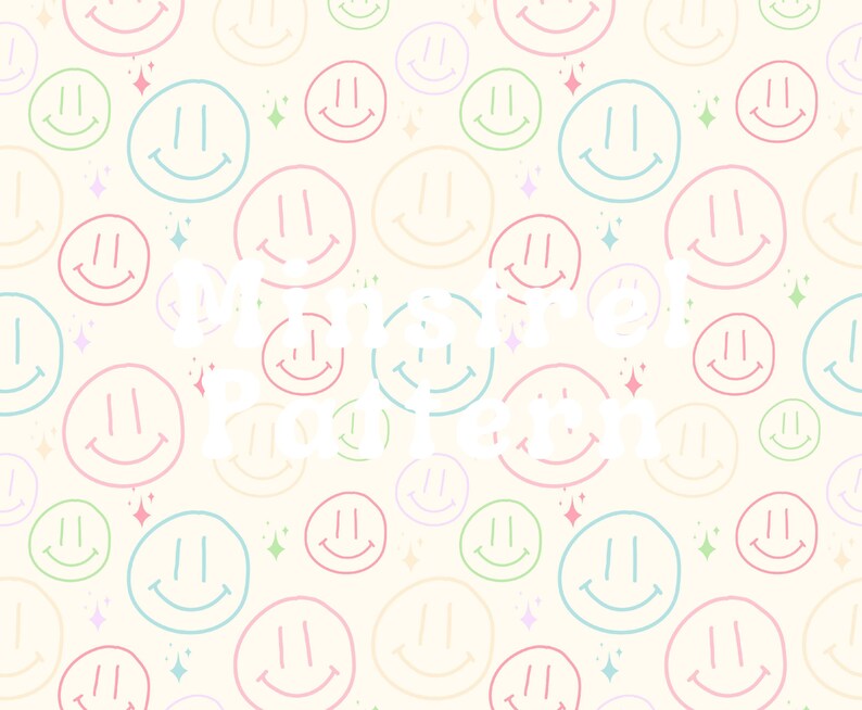 Groovy Doodle Smiley Face Pastel Color Seamless Pattern Files for ...