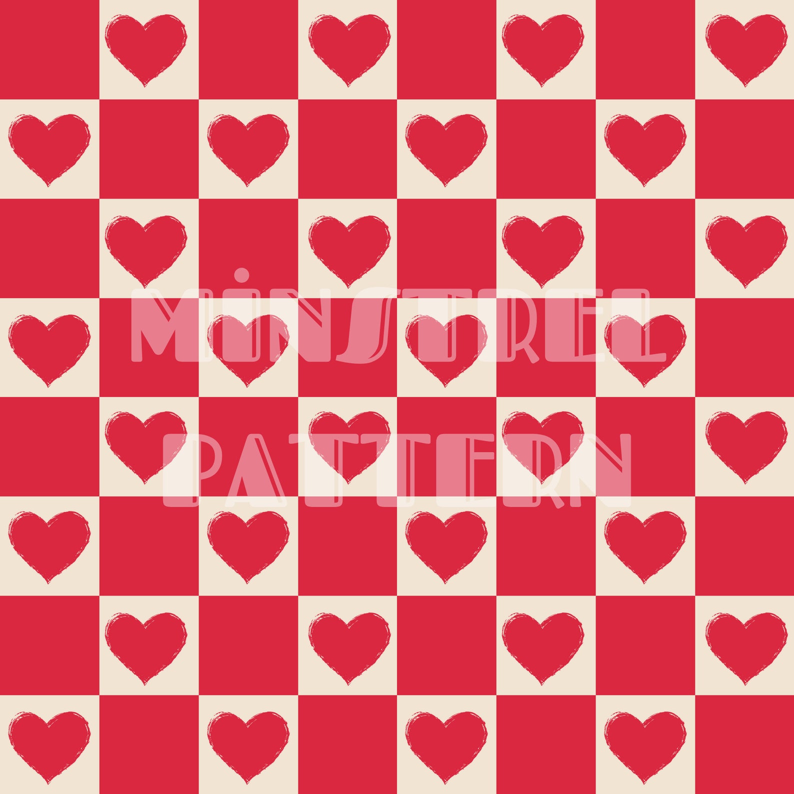 Red Checkerboard With Beige Heart Seamless Pattern Files for Valentines ...