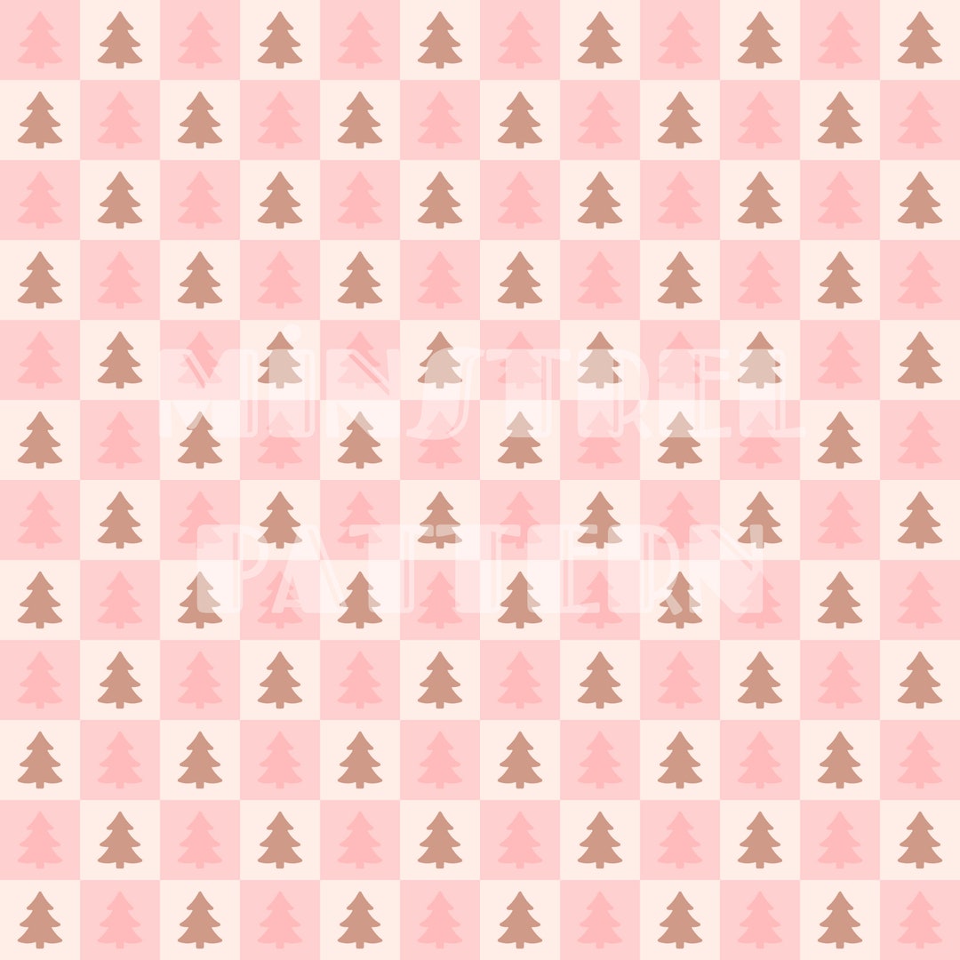 Trees Check Seamless Pattern Files, Pink Checkered Girly Seamless Pattern for Fabric Printing ...