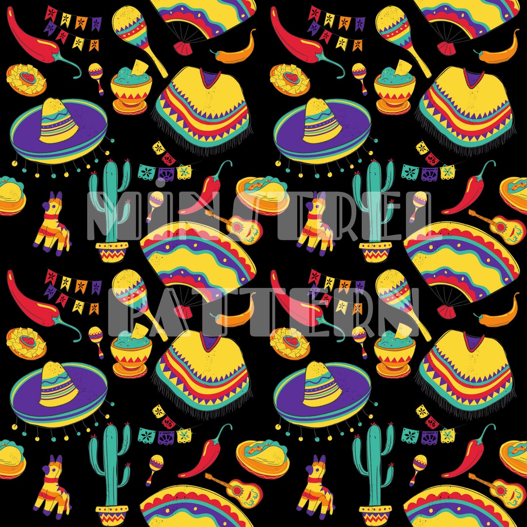 Mexican Seamless Pattern Files for Fabric Printing Sublimation, Chili ...