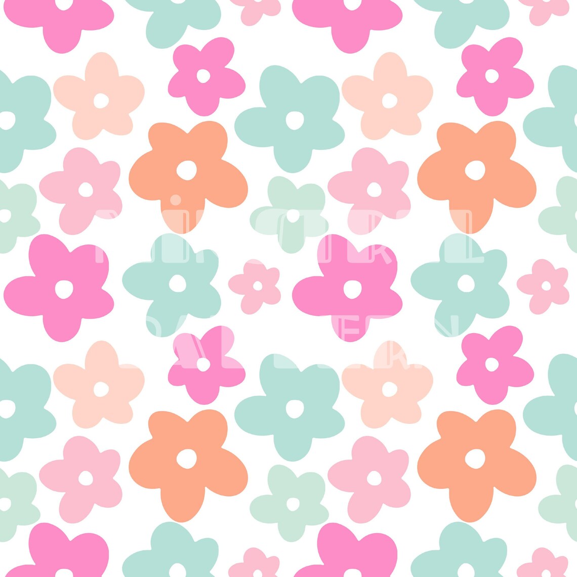 Summer Groovy Daisy Seamless Pattern, Floral Fabric Printing ...
