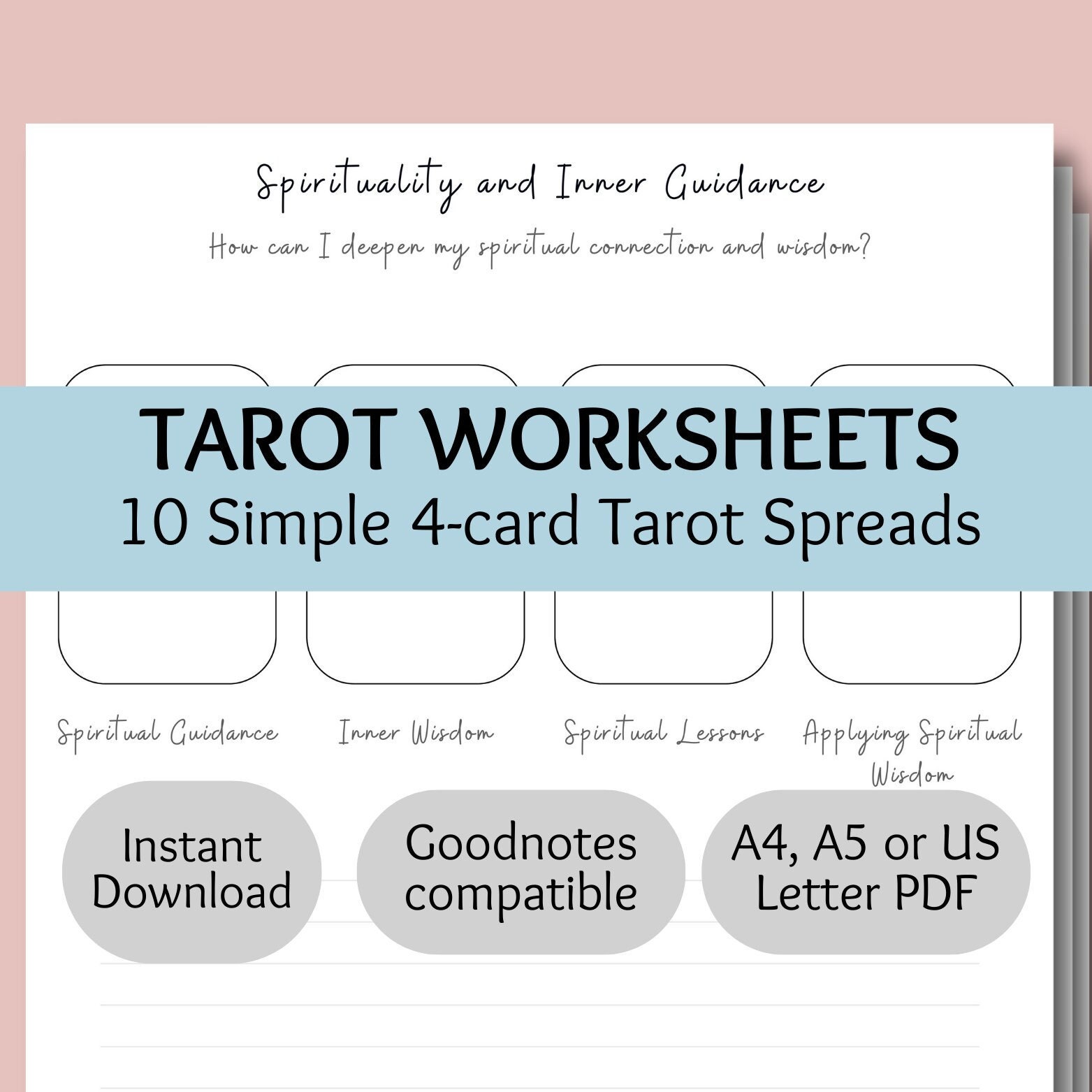 Tarot Worksheets 10 Simple 4-card Tarot Spreads - Etsy