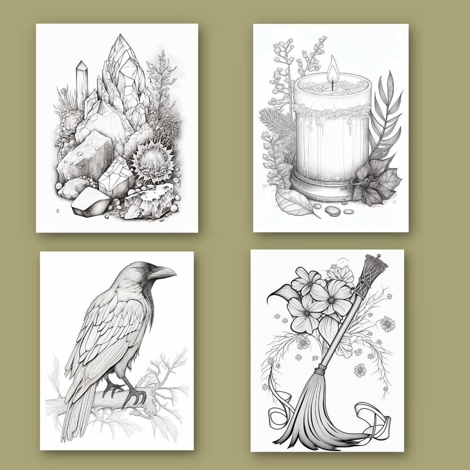 Wiccan Coloring Page Bundle Digital PDF Easy Download - Etsy