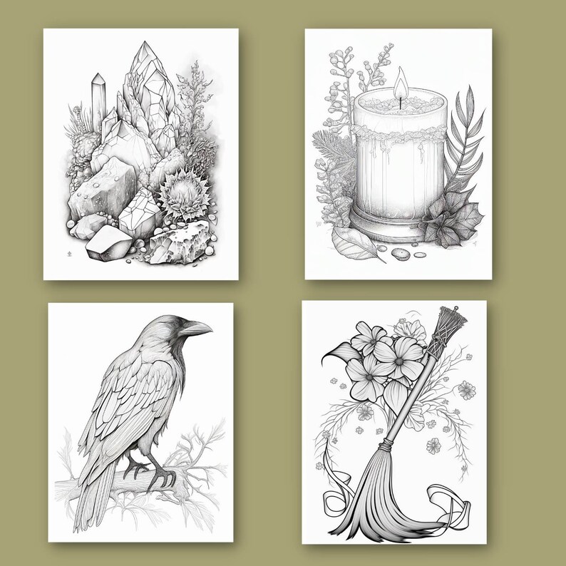Wiccan Coloring Page Bundle Digital PDF Easy Download - Etsy UK