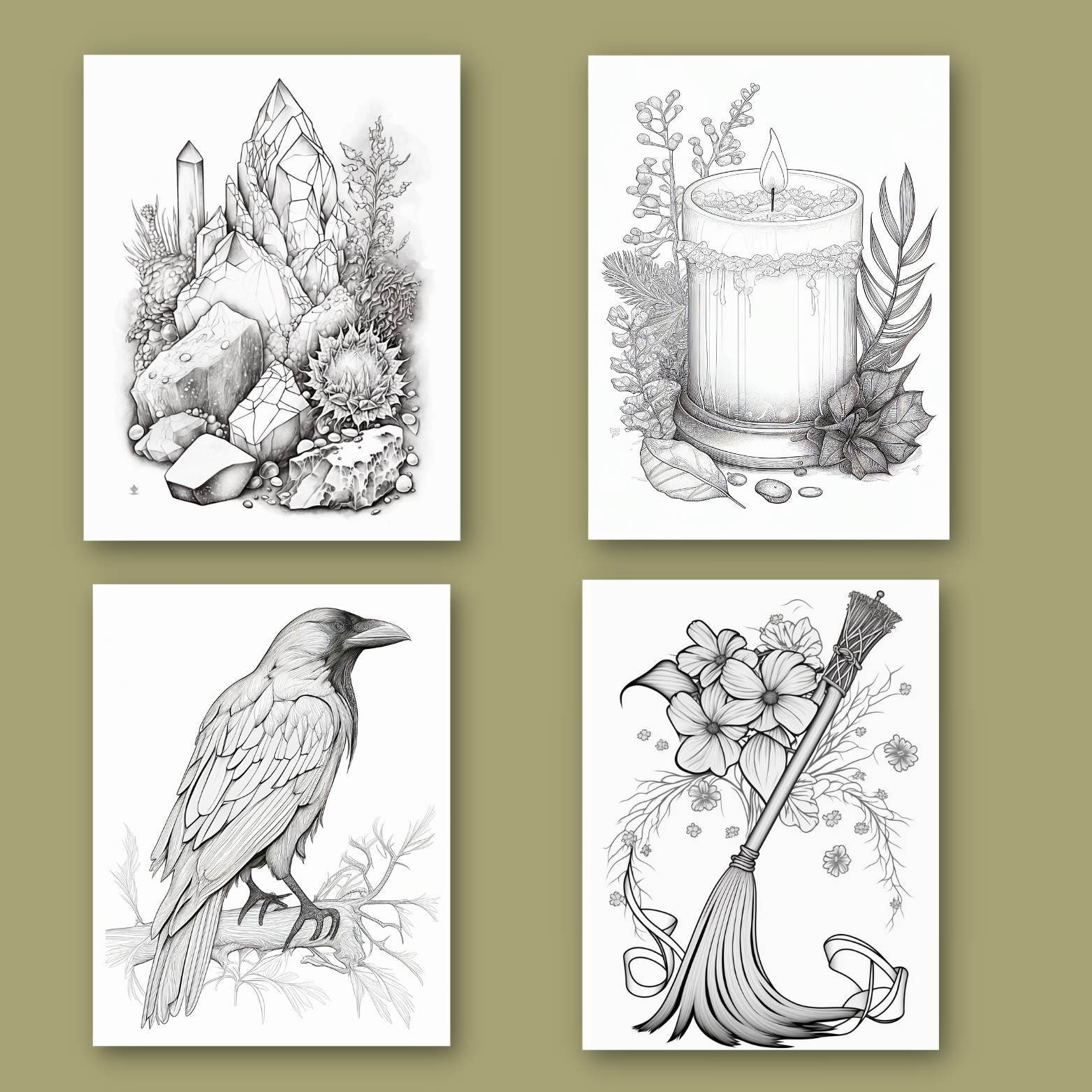 Wiccan Coloring Page Bundle Digital PDF Easy Download - Etsy