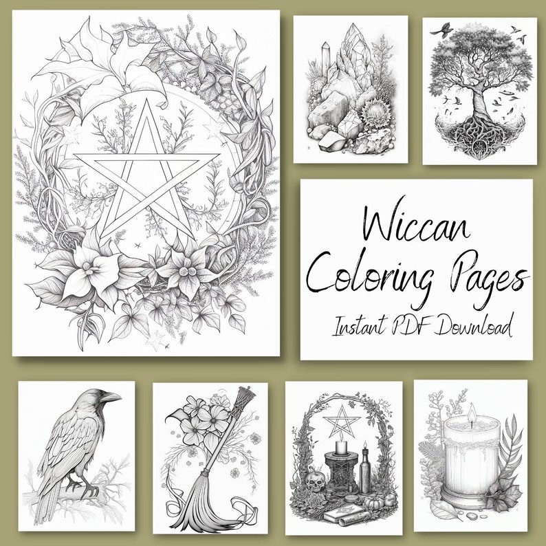 Wiccan Coloring Page Bundle Digital PDF Easy Download - Etsy