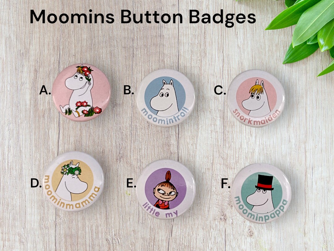 Retro Cool Moomins Character Button Badges Moomintroll Snorkmaiden ...