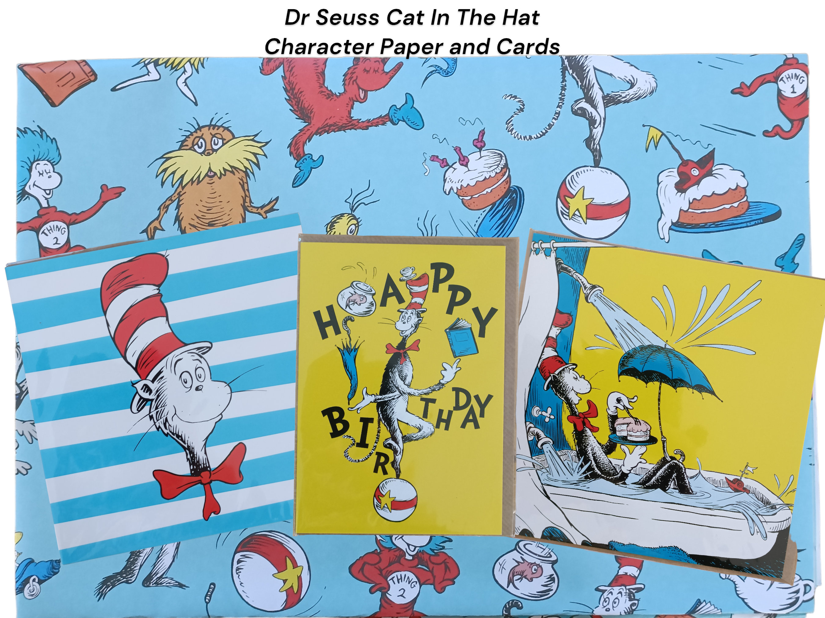 Dr Seuss Cat in the Hat and Character Wrapping Paper and Blank - Etsy UK