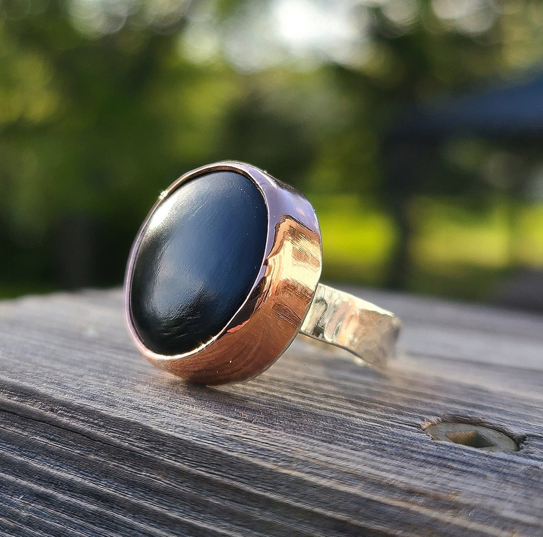 Black Onyx Ring Size 7.25, Chunky Silver Ring, Silversmith Ring ...