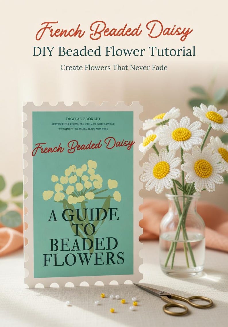 Beaded French Daisy Flower Guide Step-by-step Tutorial (PDF Download ...