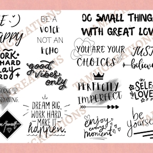 Printable Inspirational Motivational Words Sticker Embellishments for ...