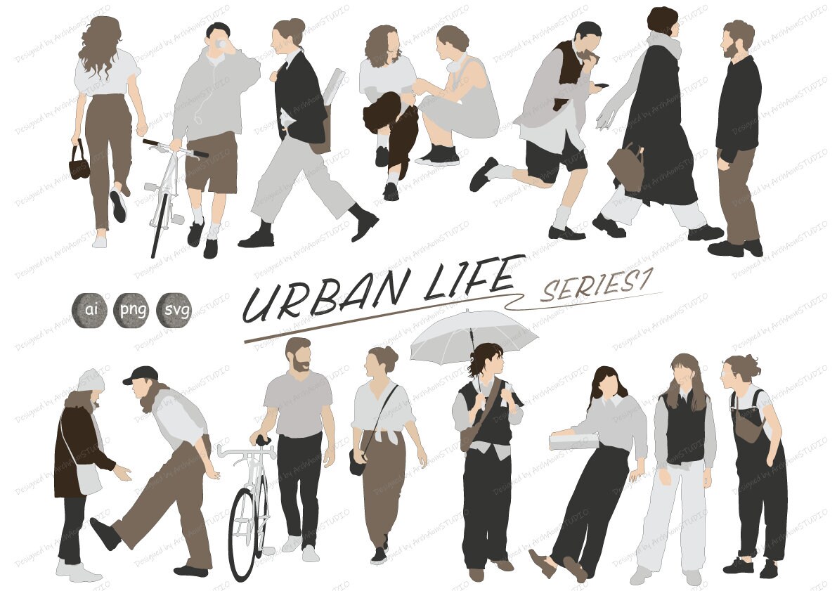 AI, PDF, PNG Files: Vector Sets of Urban People Series1 - Etsy