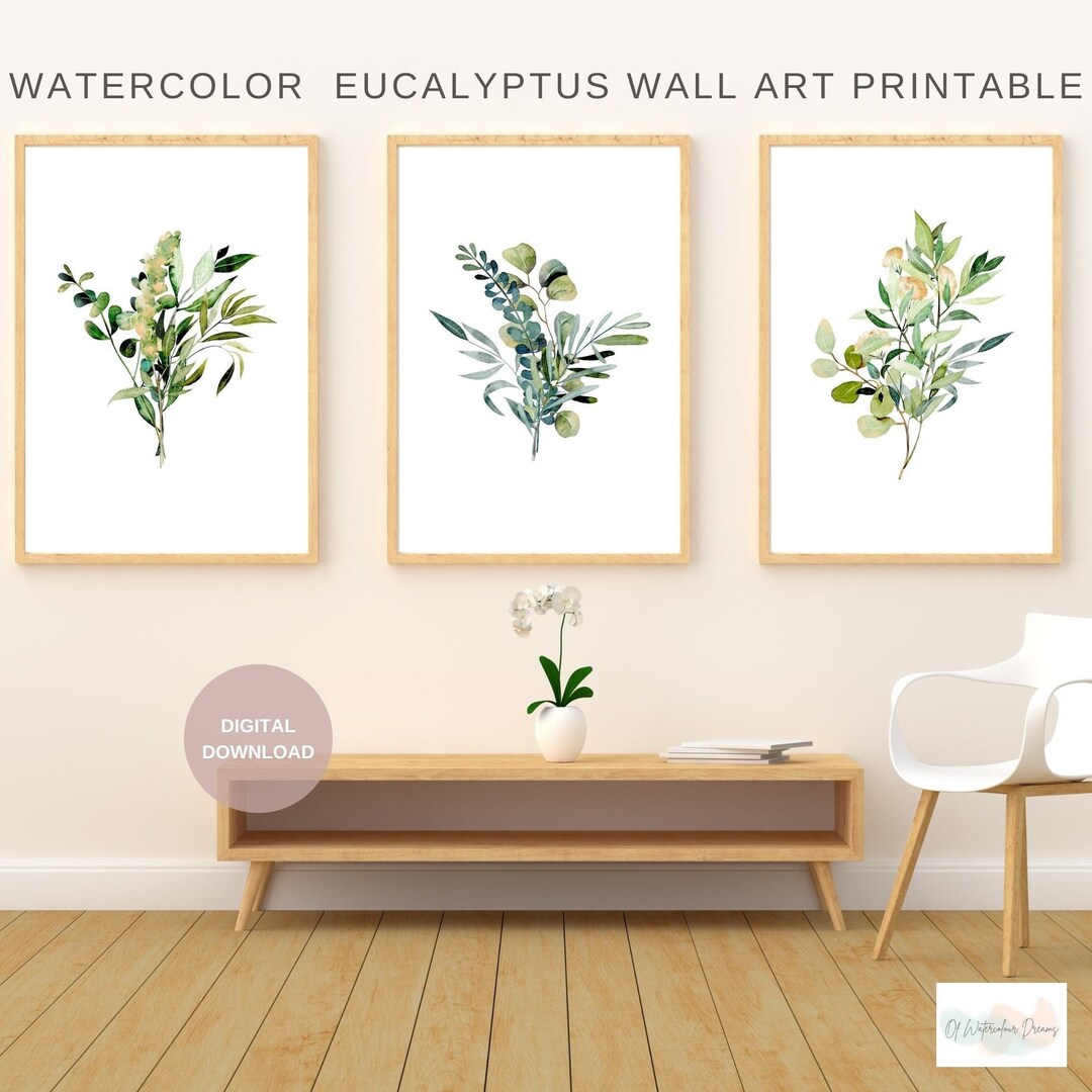 Eucalyptus Watercolor Print Set: Botanical Gallery Wall Art (digital ...