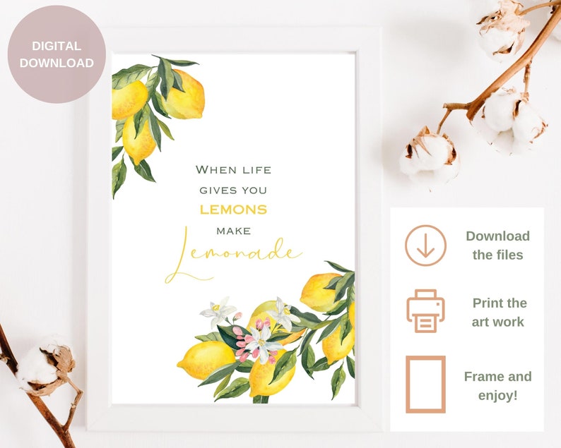 When Life Gives You Lemons Quote Printable, Make Lemonade, Kitchen and ...