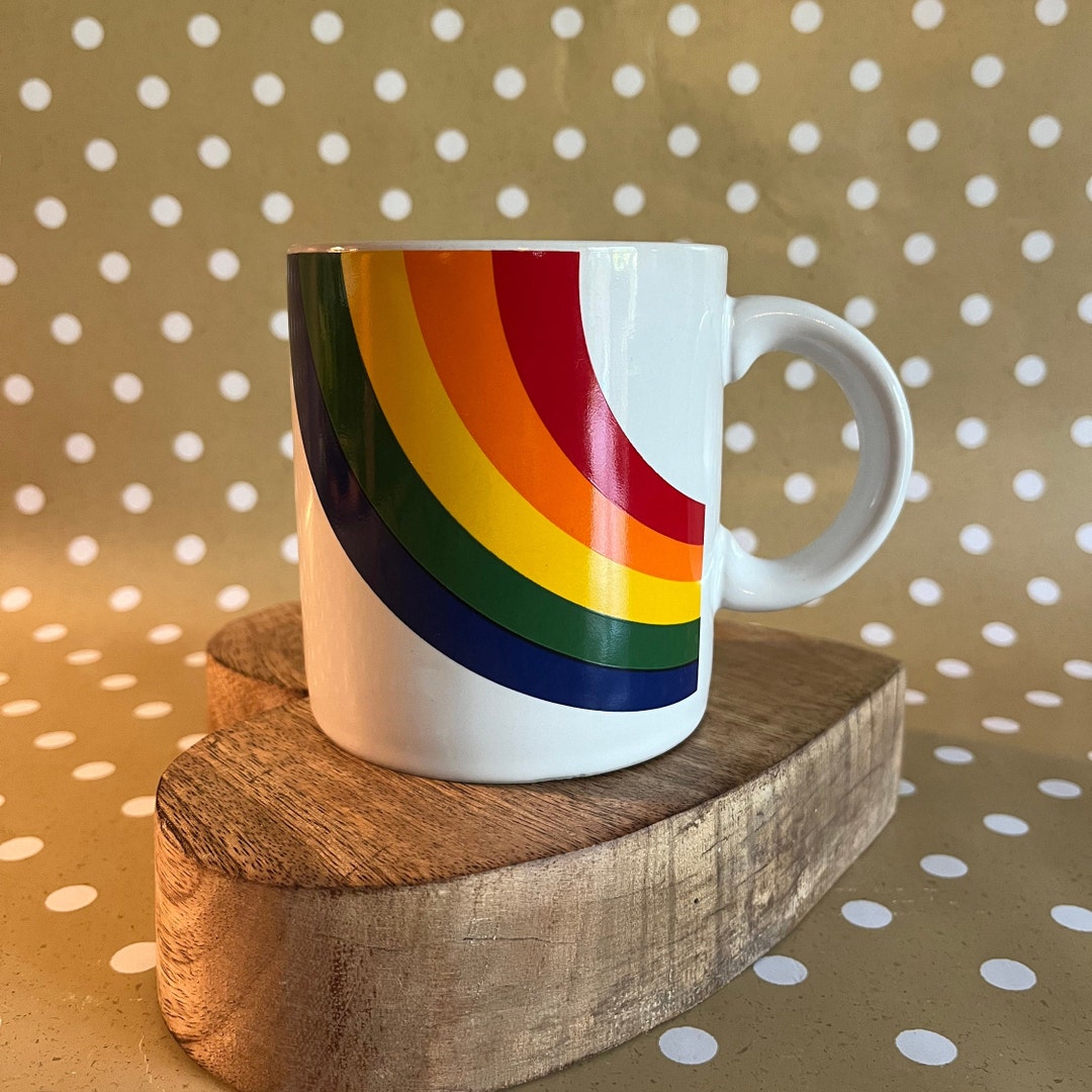 Vintage 1980s Rainbow Coffee Mug Pride Love Retro Ftd 1986 Made In