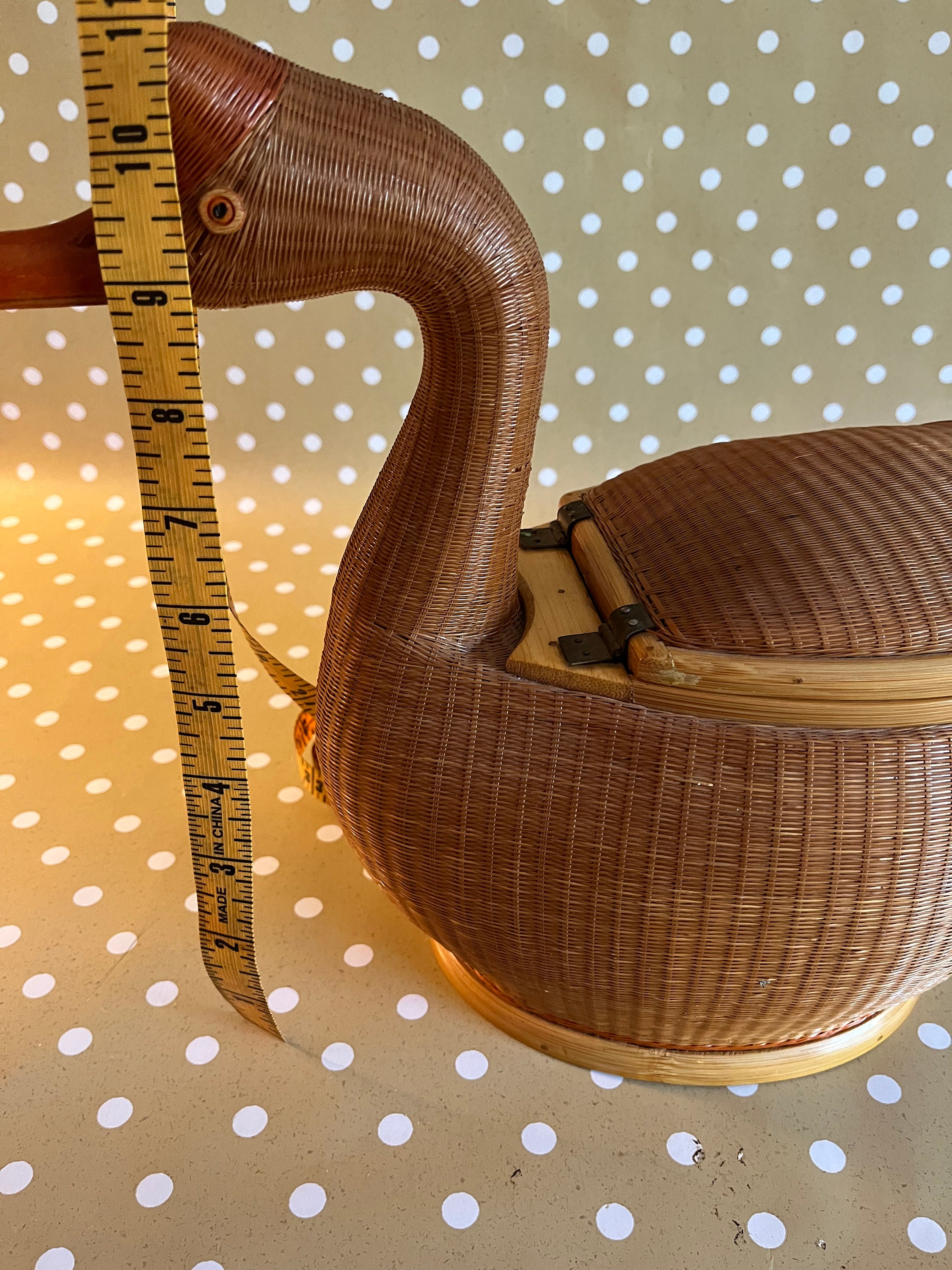 Vintage Artisan Large Shanghai Handicrafts Woven Goose Duck Wicker Arts and Wood Basket W Lid - Etsy