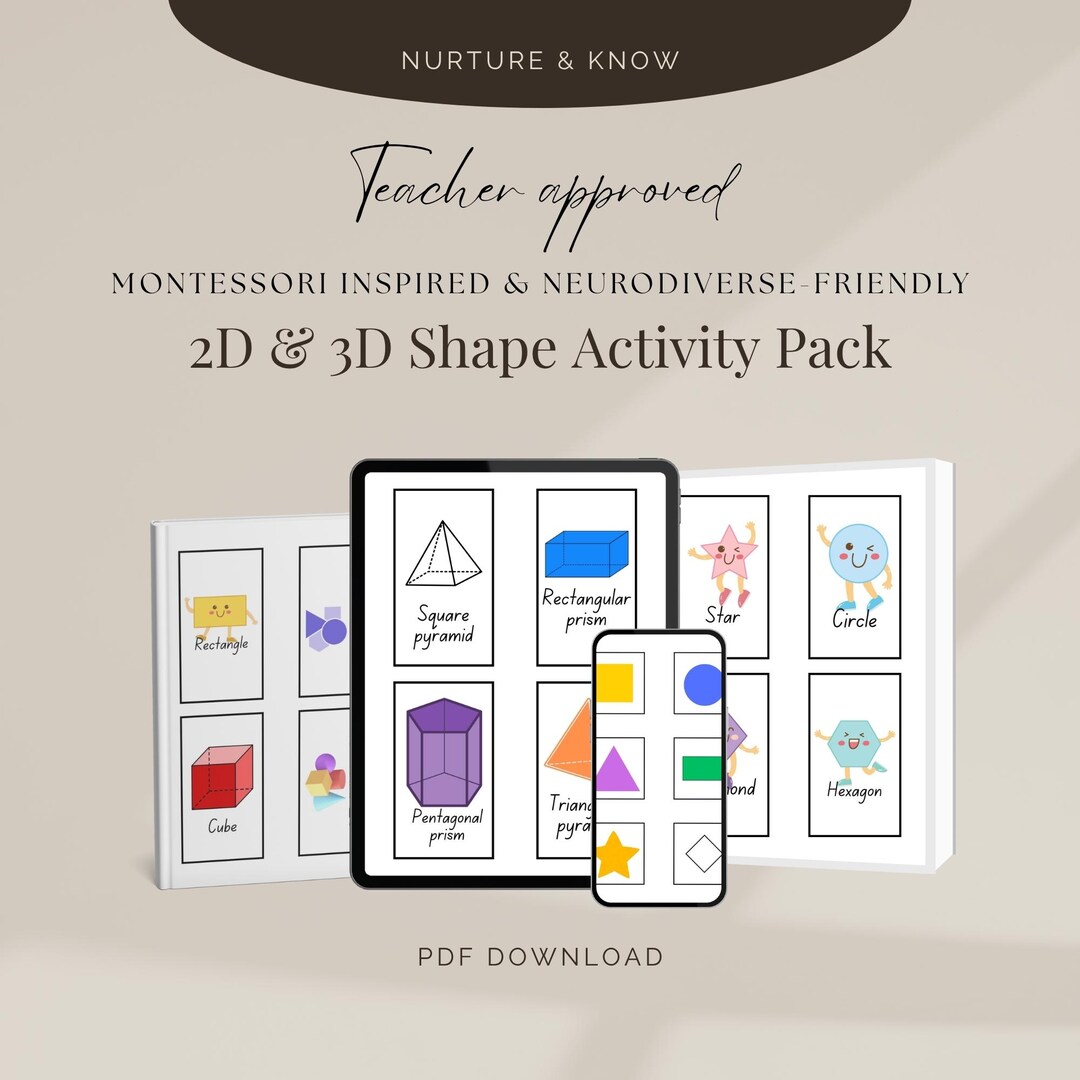 2D & 3D Shape Flashcards Printable | Montessori Maths Activity ...