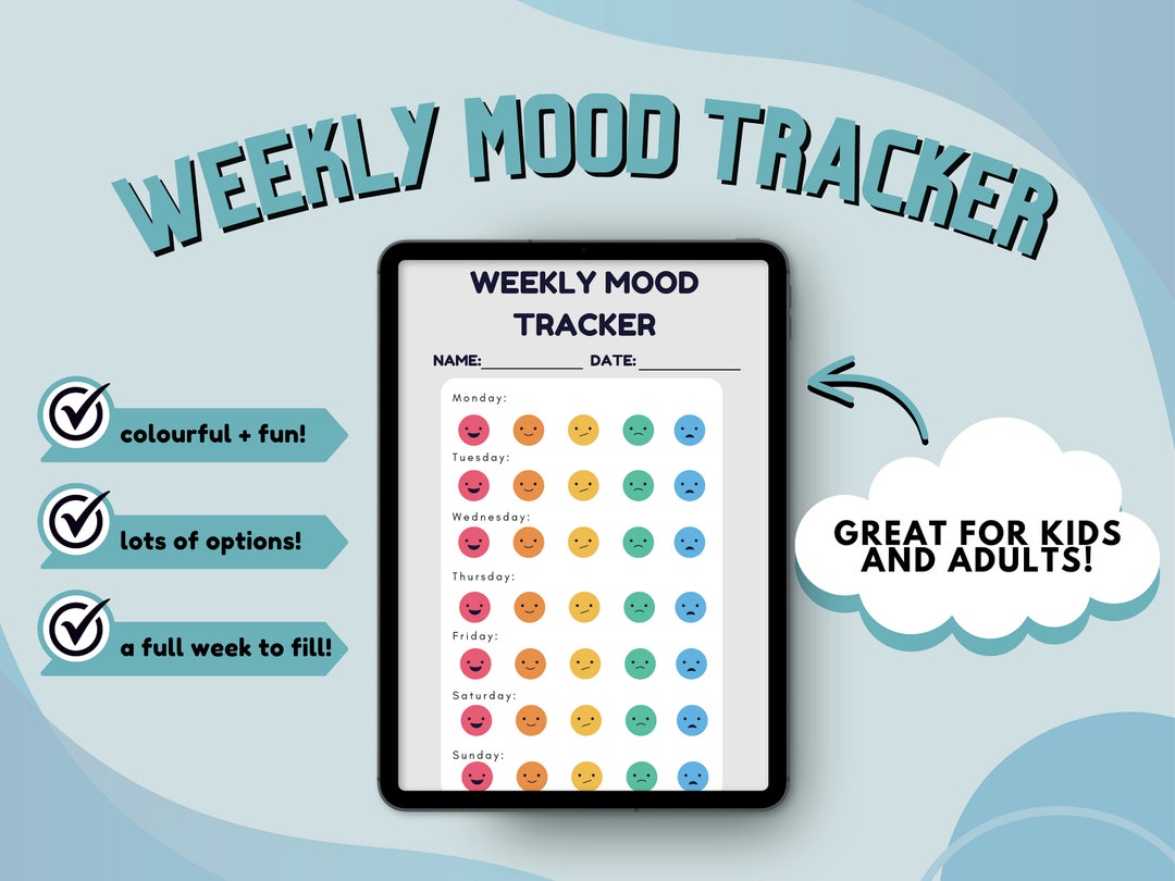WEEKLY MOOD TRACKER - Weekly Review - Mood Tracker - Kids and Adults ...