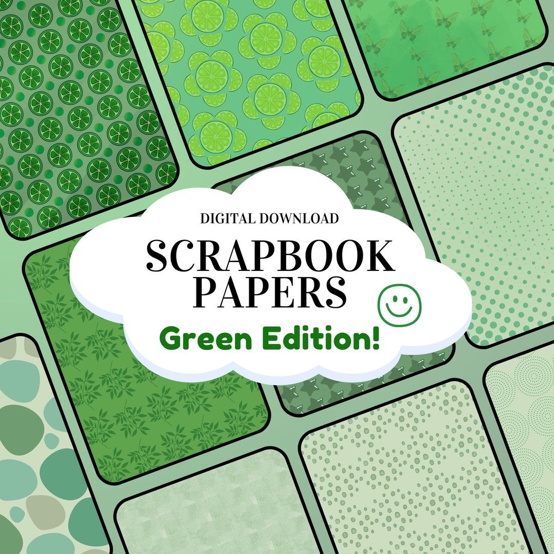 Scrapbook Green Aesthetic Paper Collection! - Digital Download Green ...