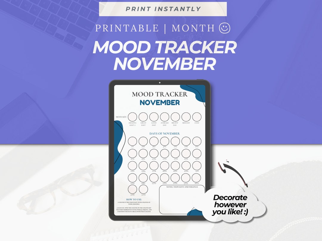 November Mood Tracker - Emotions Tracker - Feelings - Daily Tracker - Etsy