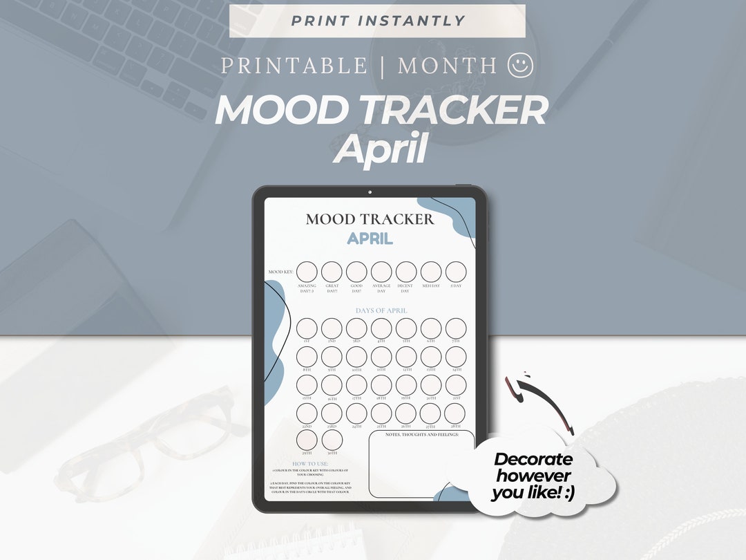 April Mood Tracker - Daily Tracker - Mood Tracker - Emotion - Journal ...