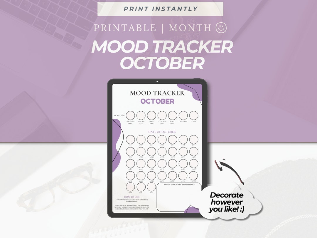 October Mood Tracker - Daily Tracker - Document Your Mood and Your ...