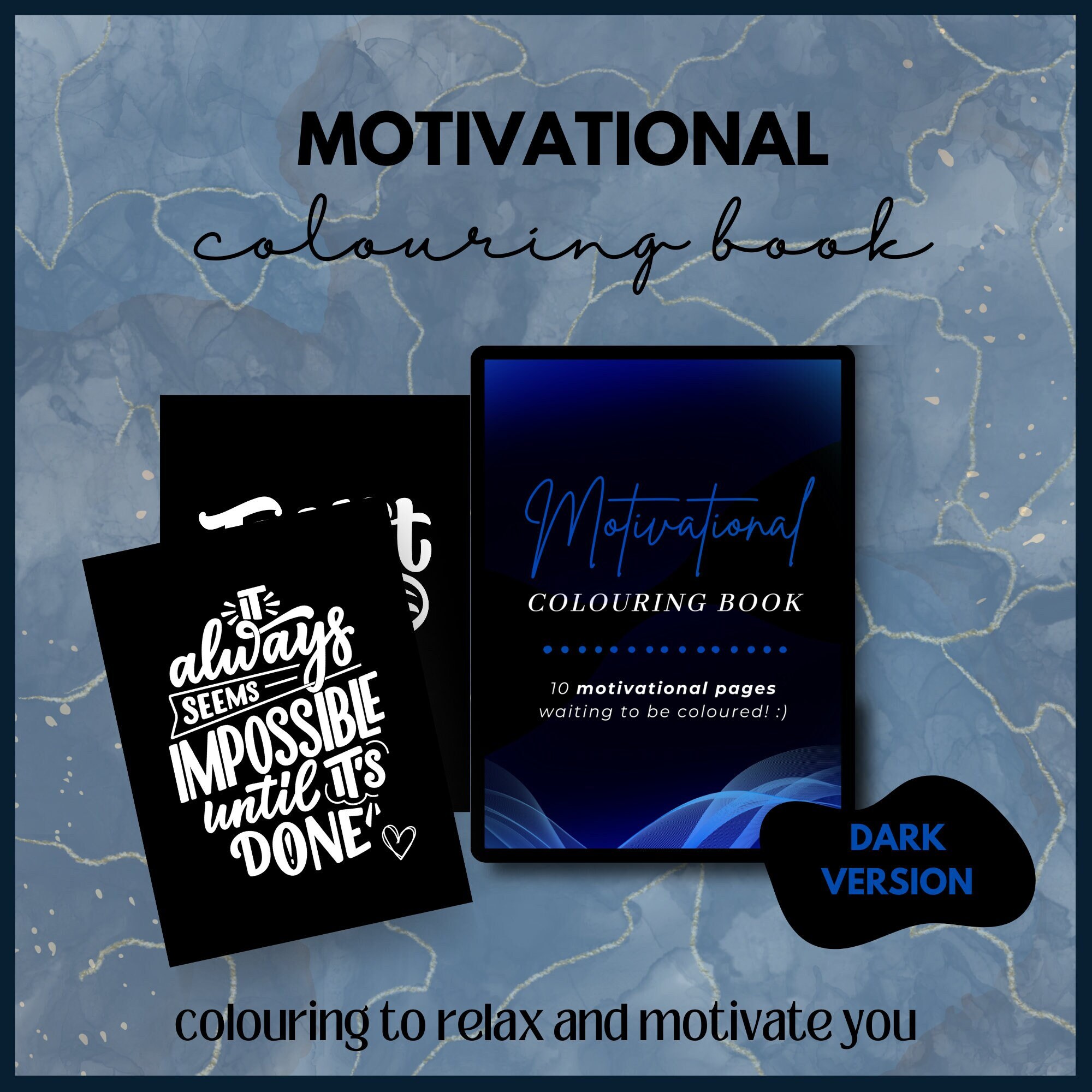 Motivational Colouring Book - Adults and Kids Colouring - Dark Version ...