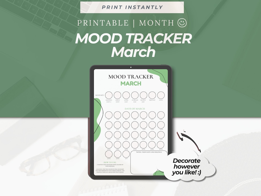 March Mood Tracker - Monthly Mood Tracker - Journal Prompt - Tracker ...