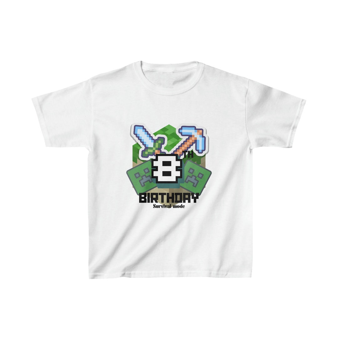 Kids 8th Birthday, Minecraft Birthday Shirt, Minecraft 8th Birthday ...