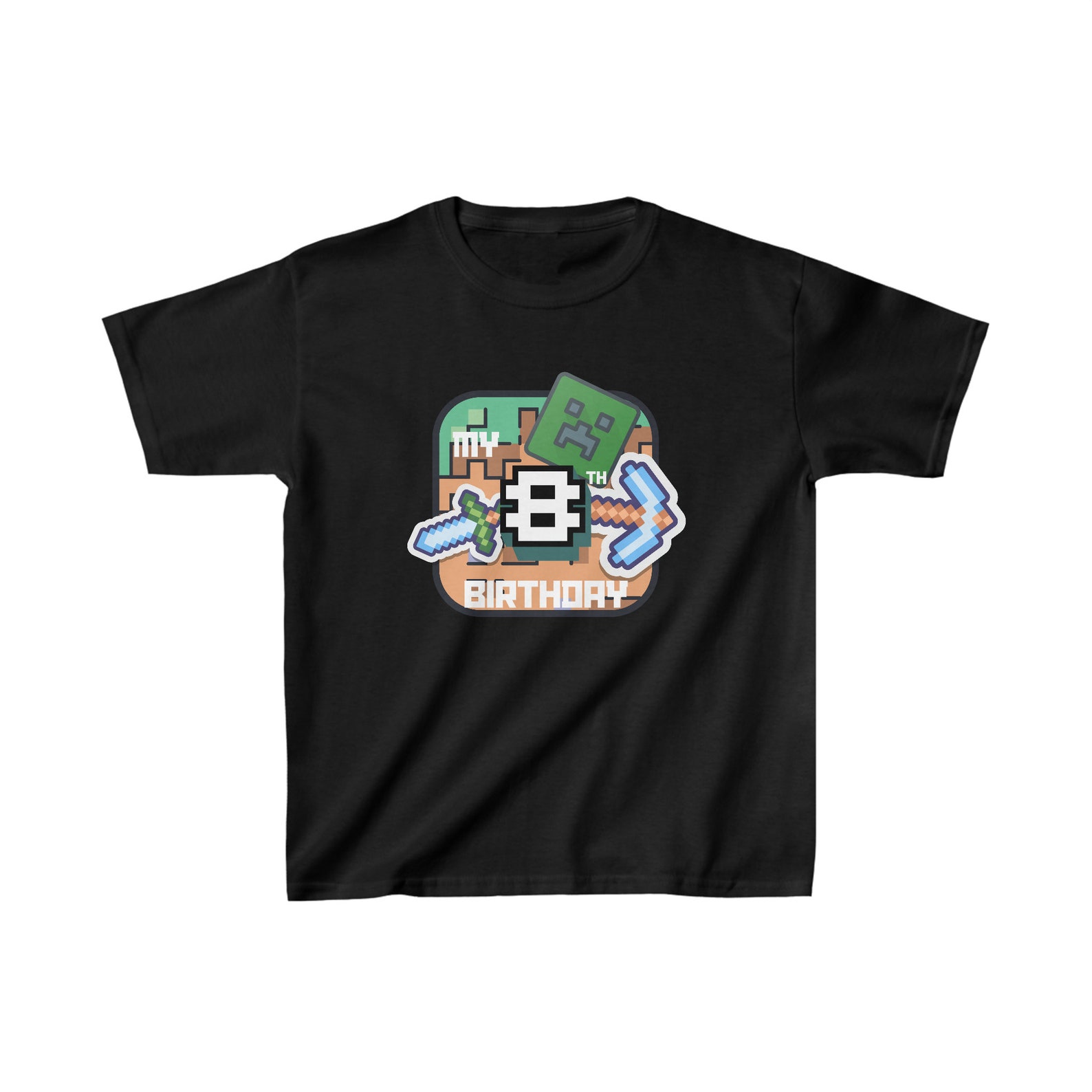 Kids 8th Birthday, Minecraft Birthday Shirt, Minecraft 8th Birthday ...