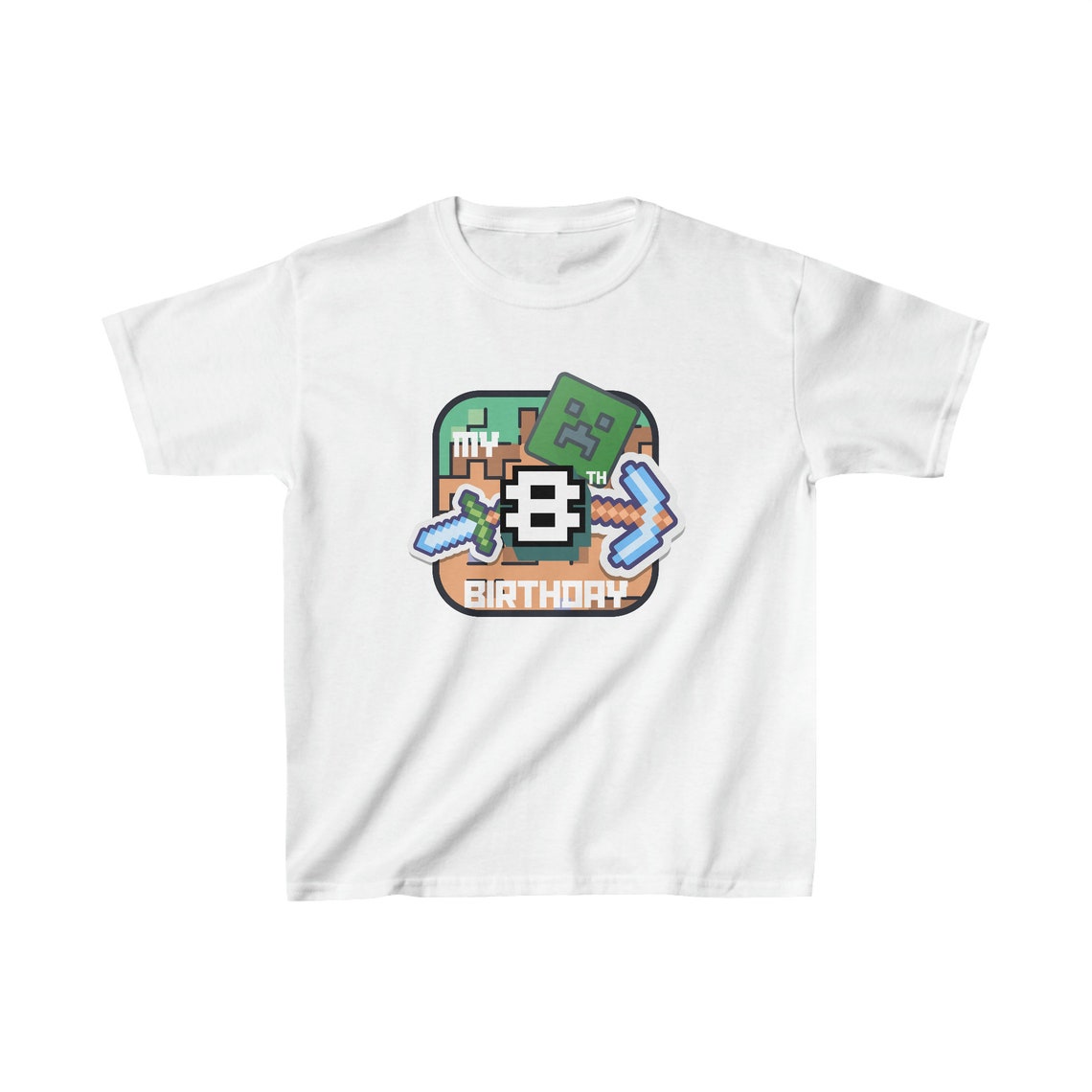Kids 8th Birthday, Minecraft Birthday Shirt, Minecraft 8th Birthday ...