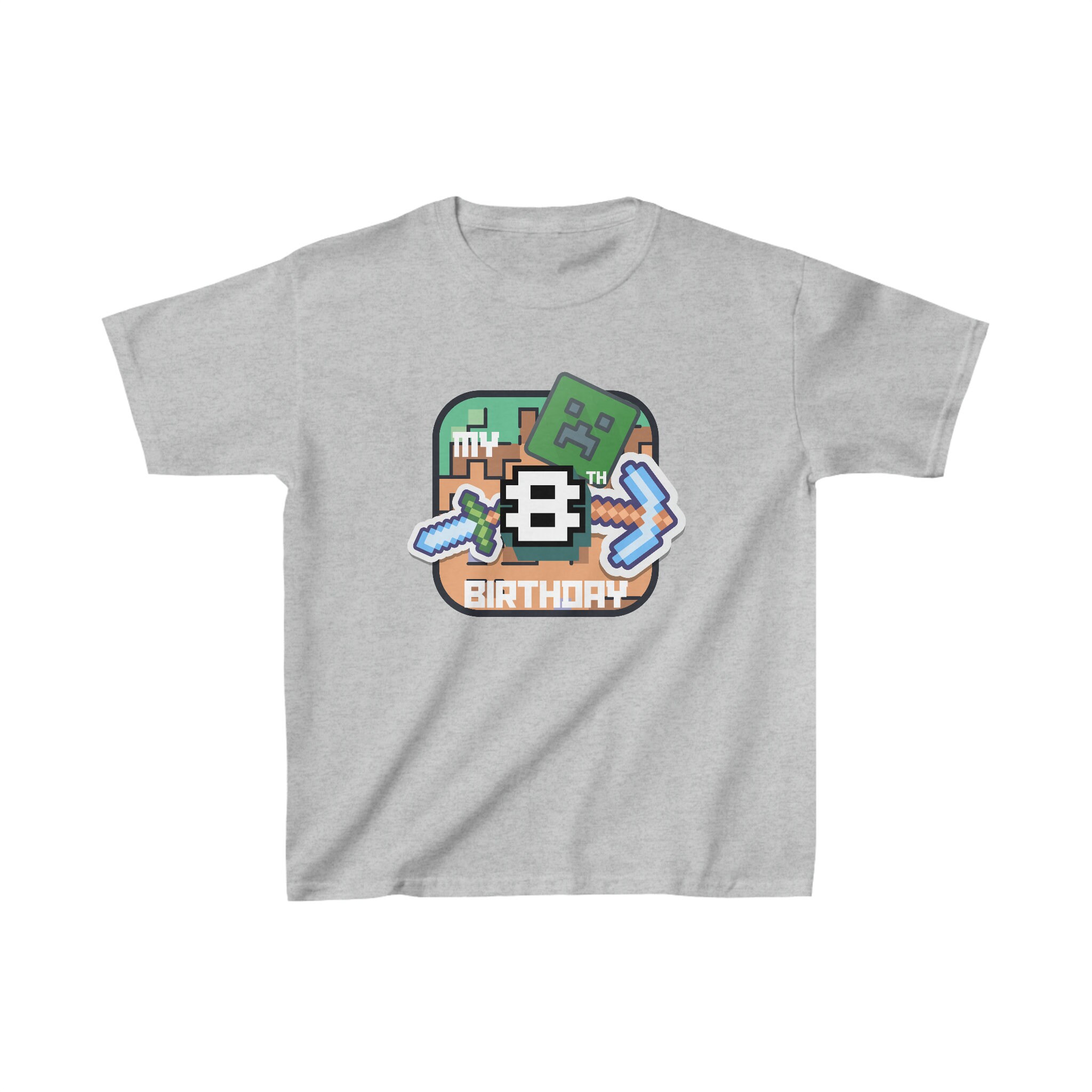 Kids 8th Birthday, Minecraft Birthday Shirt, Minecraft 8th Birthday ...