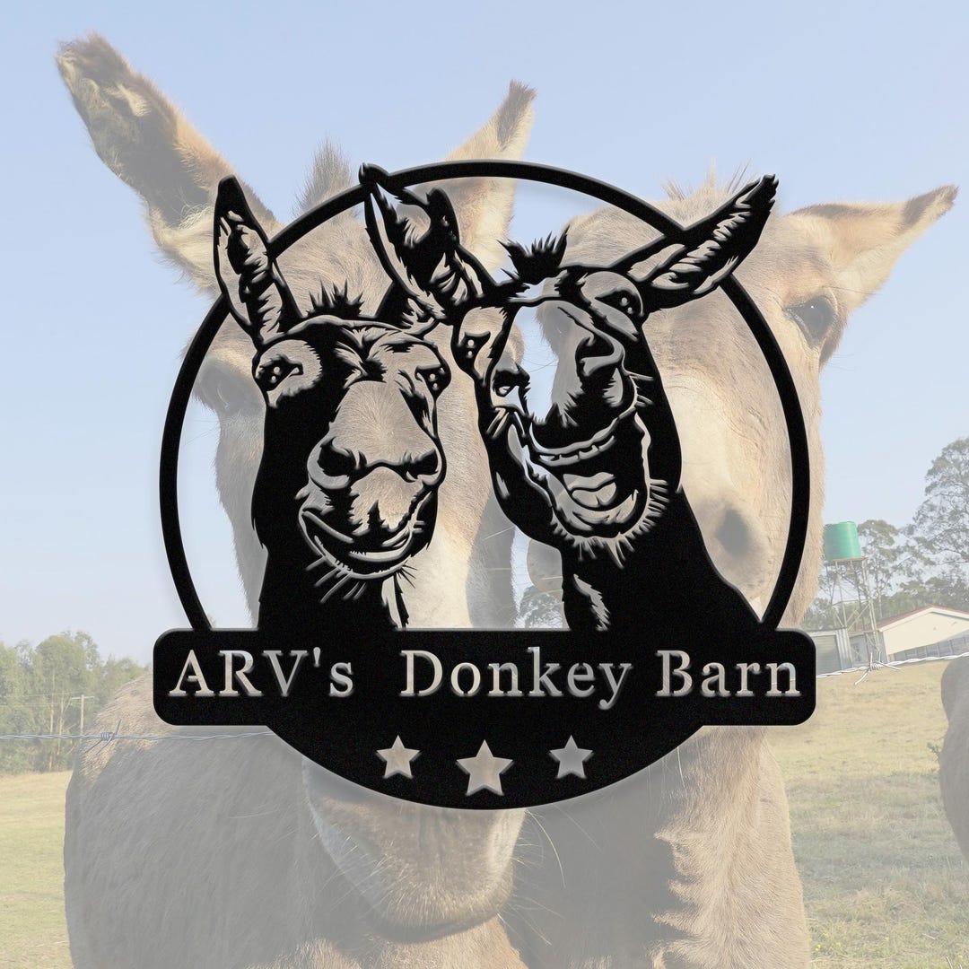 Custom Donkey Name Sign, Personalized Donkey Family Name Sign, Donkeys ...