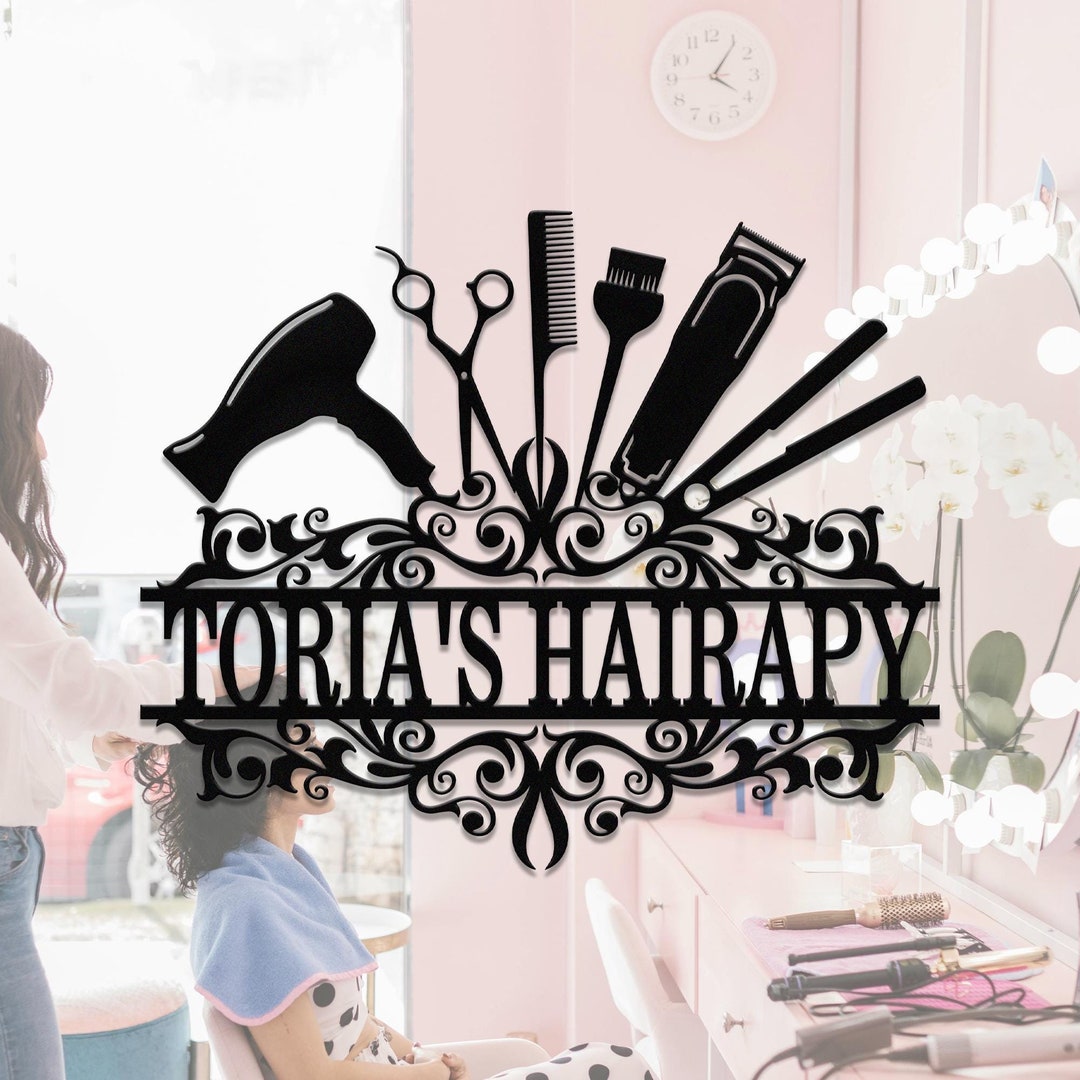 Custom Hair Stylist Name Sign, Personalized Hair Dresser Metal Sign ...