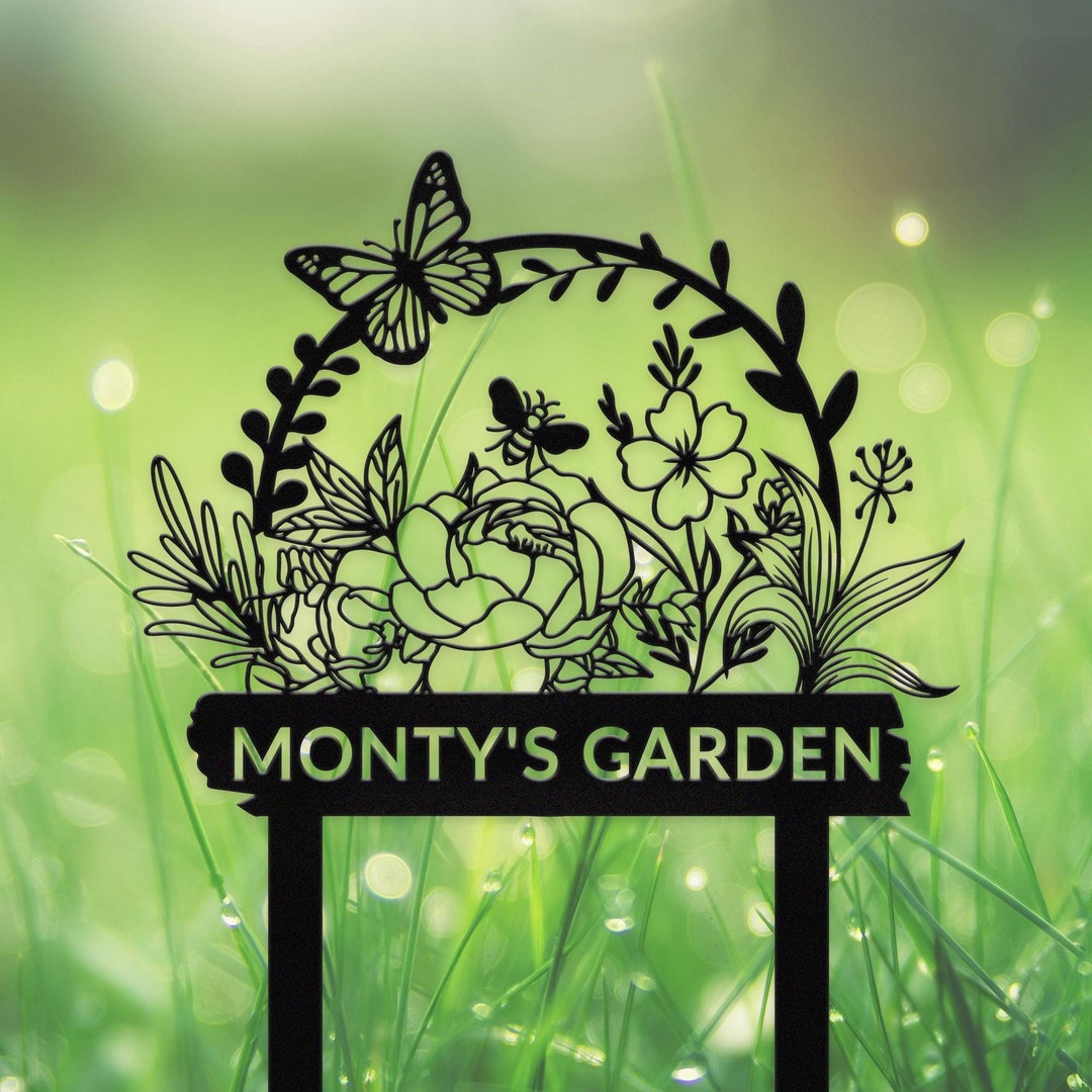 Personalized Garden Name Sign, Custom Flower Garden Sign, Flower Sign ...