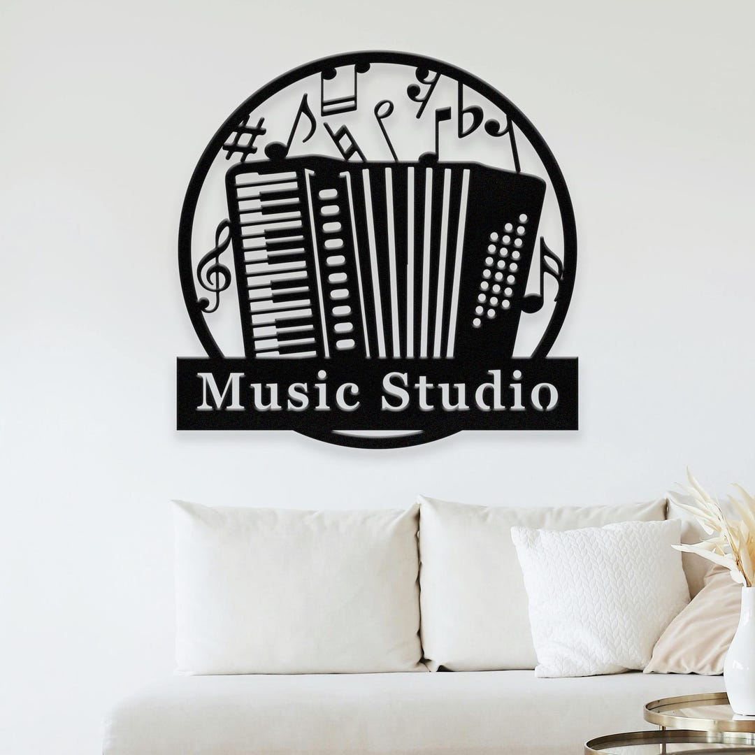 Personalized Music Metal Wall Art, Custom Accordion Decor, Music Notes ...