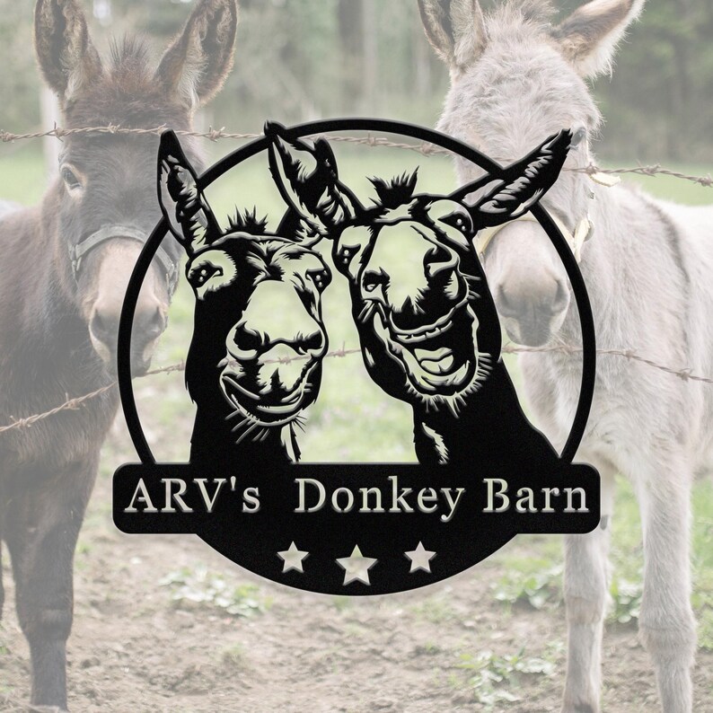 Custom Donkey Name Sign, Personalized Donkey Family Name Sign, Donkeys ...