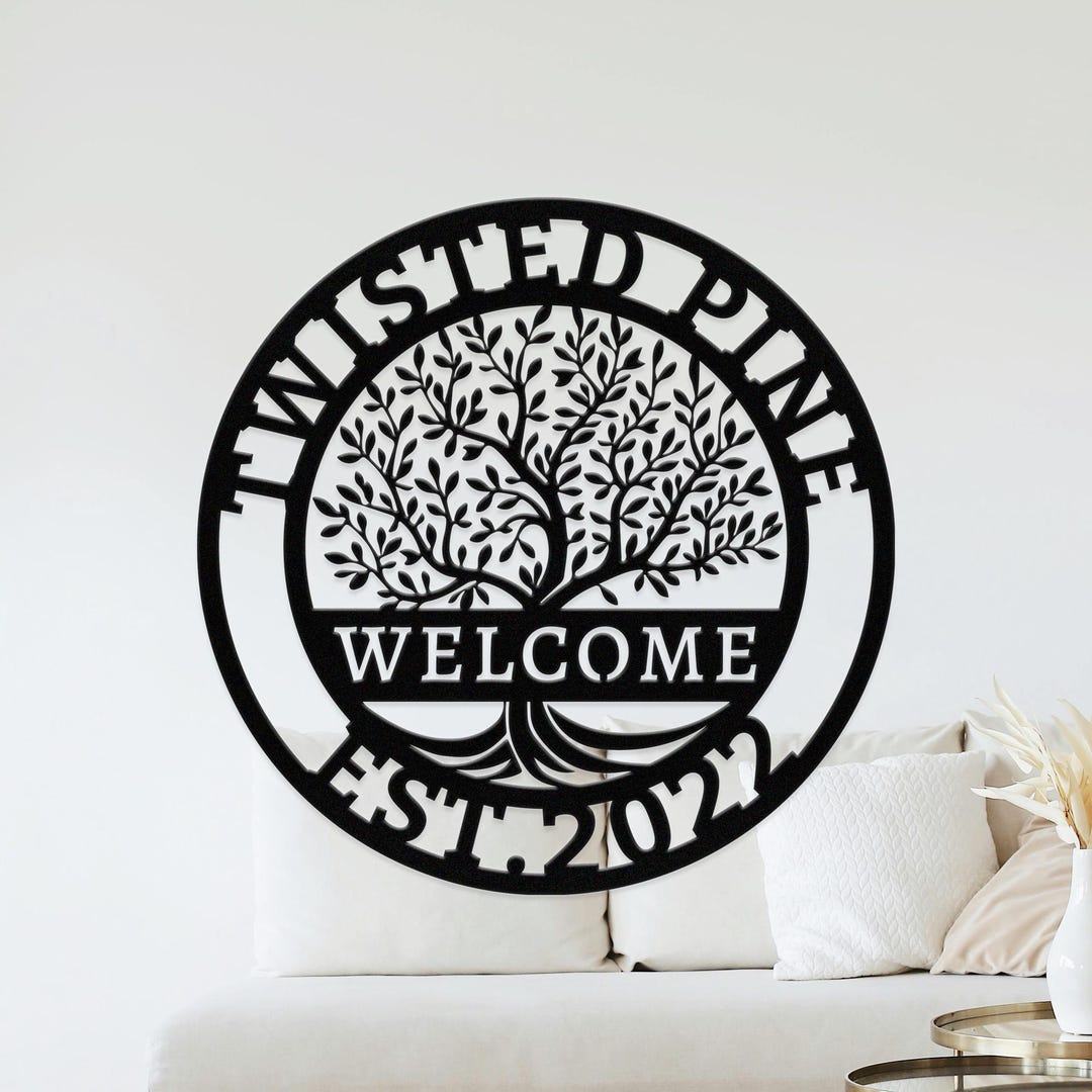 Personalized Tree Design Steel Sign, Custom Family Tree of Life Sign ...