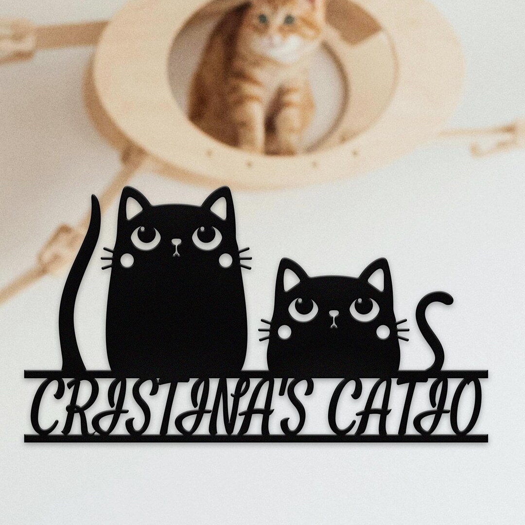 Cute Kitten Metal Sign,personalized Cat Sign, Custom Cute Cat Name Sign ...