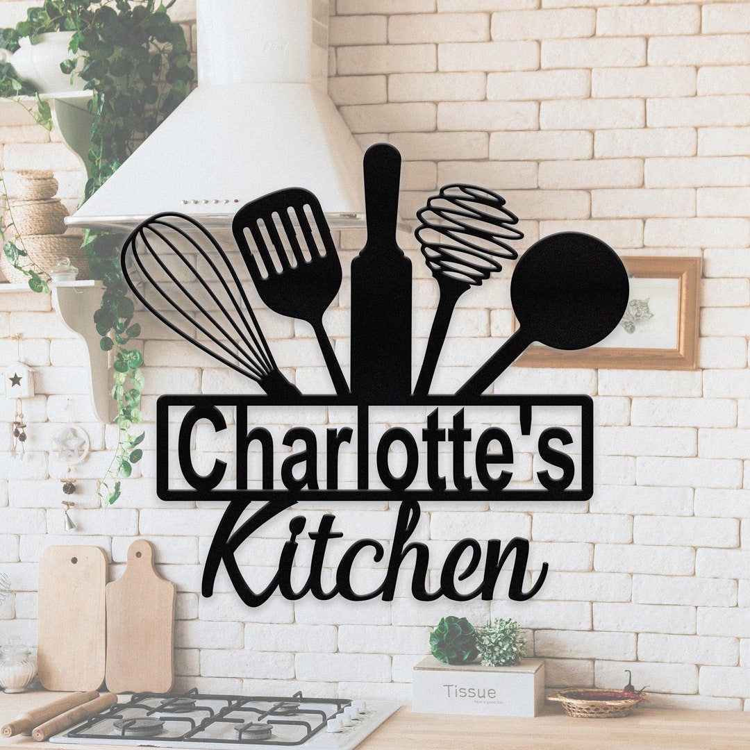 Personalized Kitchen Name Sign, Custom Kitchen Metal Sign With Name ...