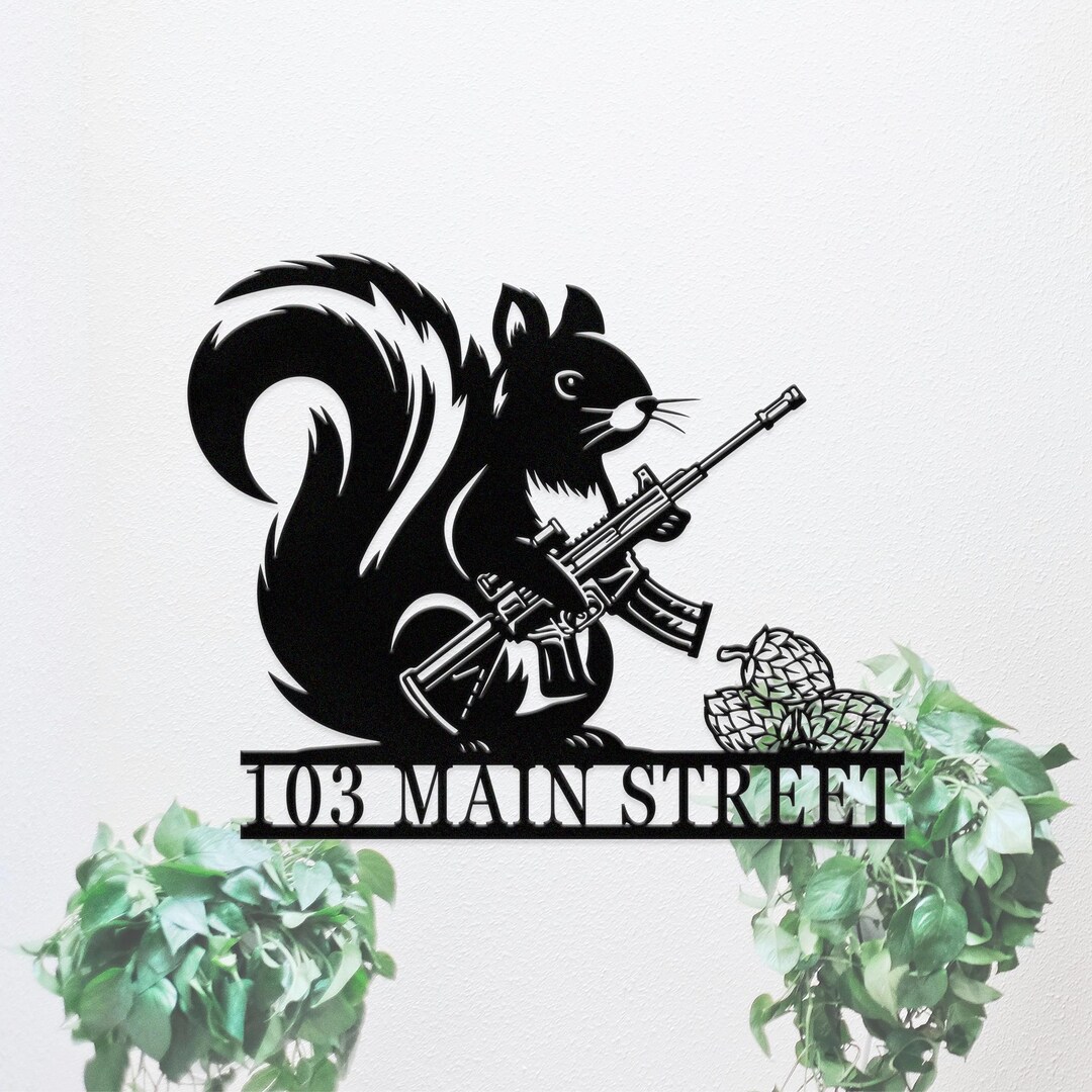 Personalized Squirrel Metal Sign, Custom Squirrel Sign, Cute Squirrel ...