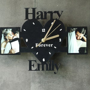 Custom Wall Clock Couple Photo Frame,custom Wedding Gift,personalized ...